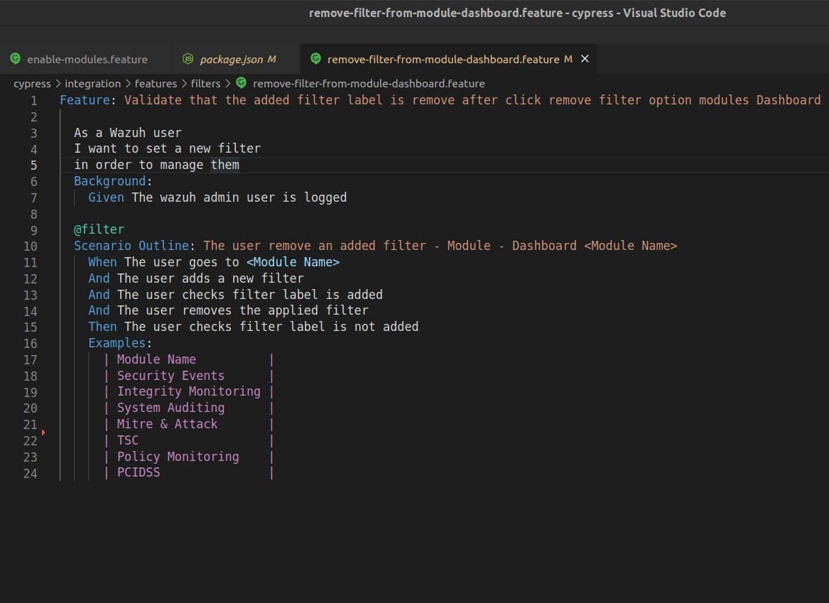 Validate that the added filter label is removed after click remove ...