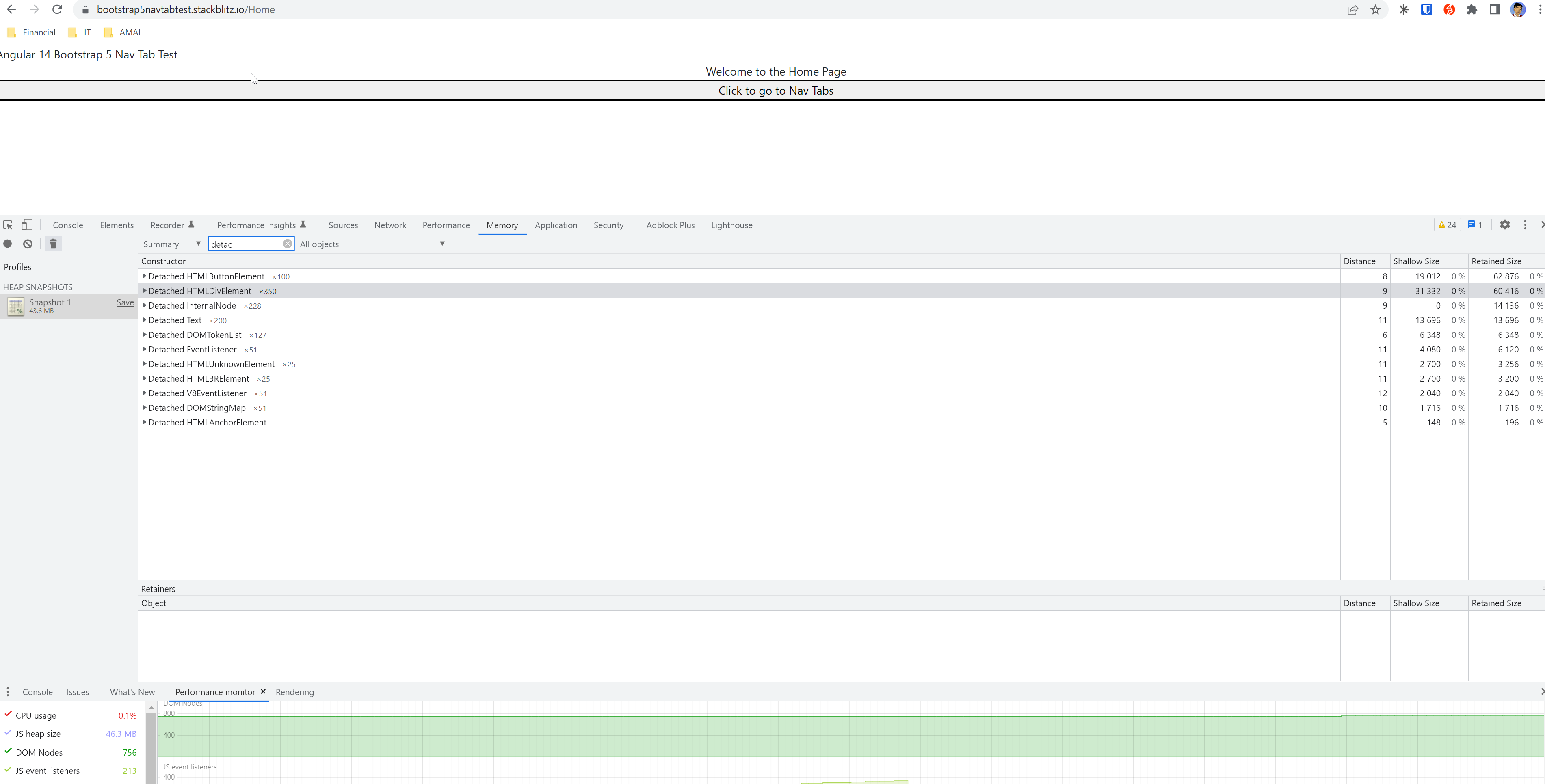 Clicking On Nav Tabs Creates Many Detached Dom Elements That Dont Get Cleaned Up · Issue 37910