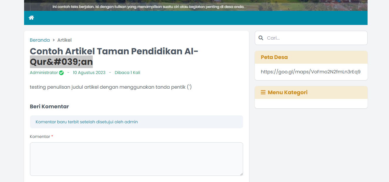 Bug/error: masalah pada judul artikel yang mengandung tanda petik (') · Issue #7029 · OpenSID ...