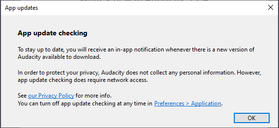 Simplify "App update checking" screen · Issue #4351 · audacity/audacity · GitHub