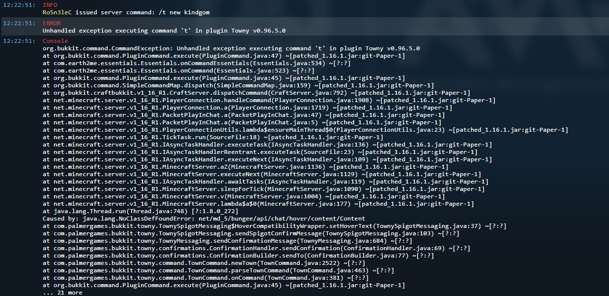 Error with command /t new or /town new · Issue #4656 · TownyAdvanced/Towny · GitHub