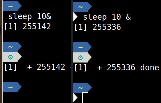 second line of prompt shows as space in 10k vs right-triangle in 9k ...