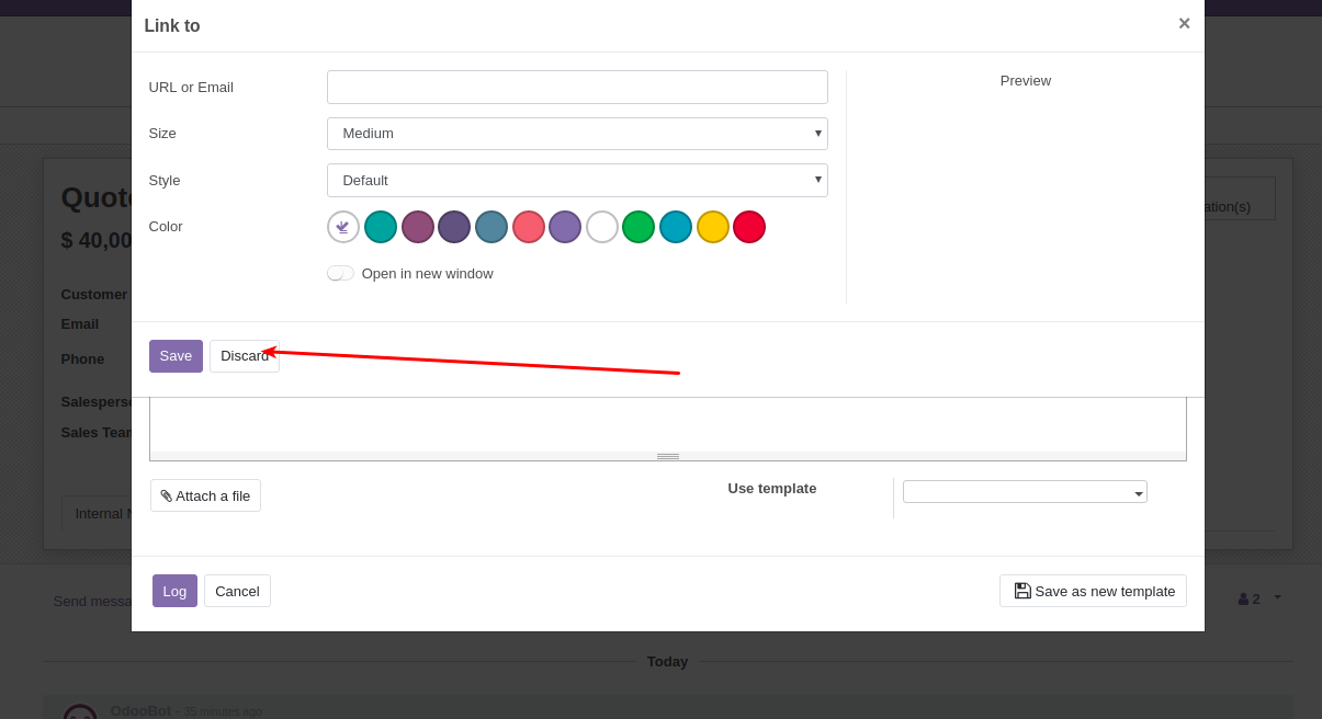 [11.0][12.0] JS Error on pop up screen to add a link to a text in chatter · Issue #29445 · odoo ...