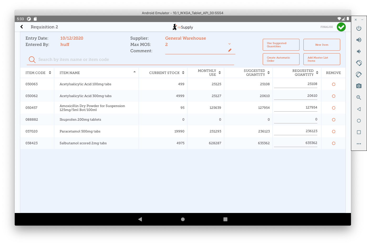 Requisition Suggested Quantities Giving Wrong Values · Issue 3290 · Msupply Foundationmobile