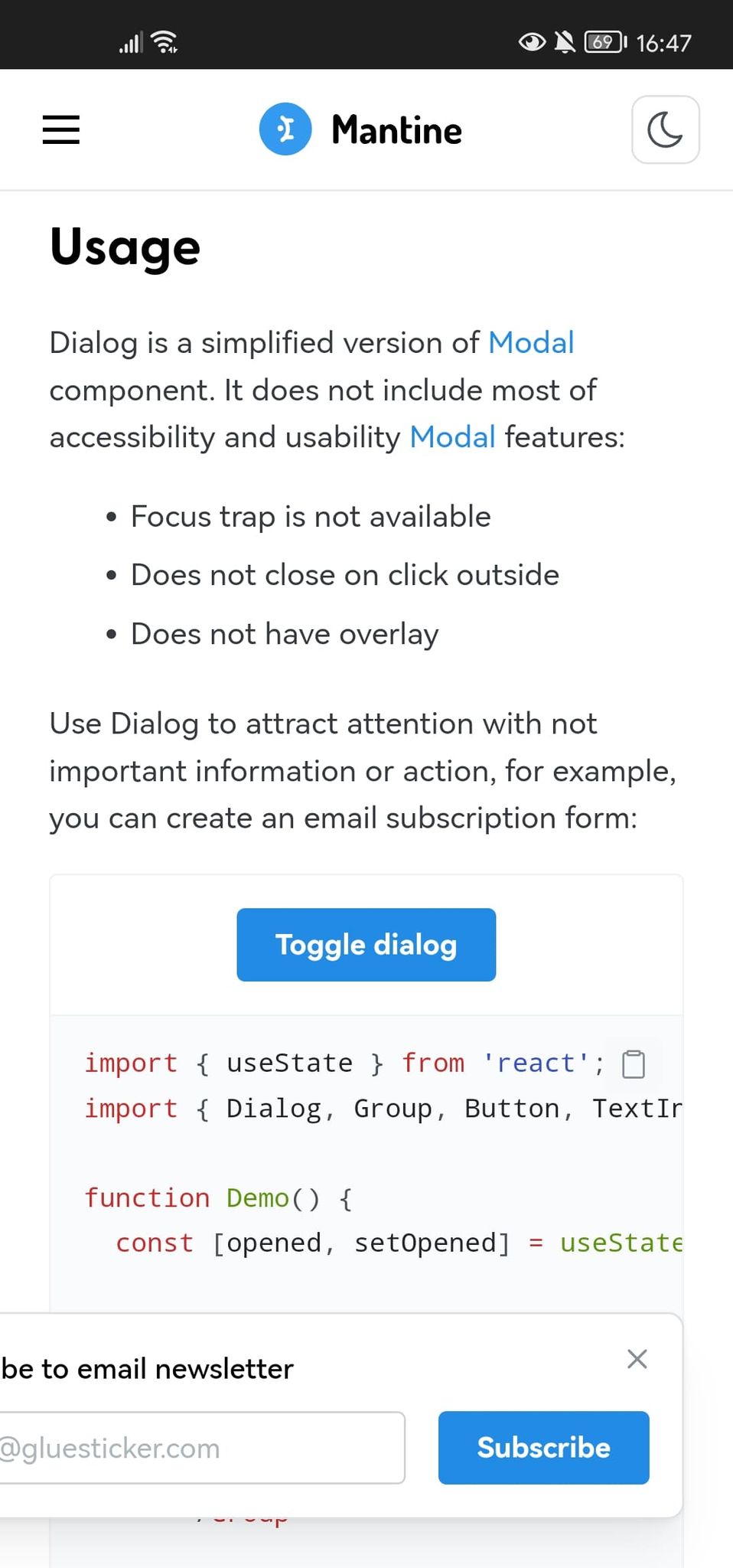 Dialog Is Cropped On Smaller Devices · Mantinedev · Discussion 2262 · Github