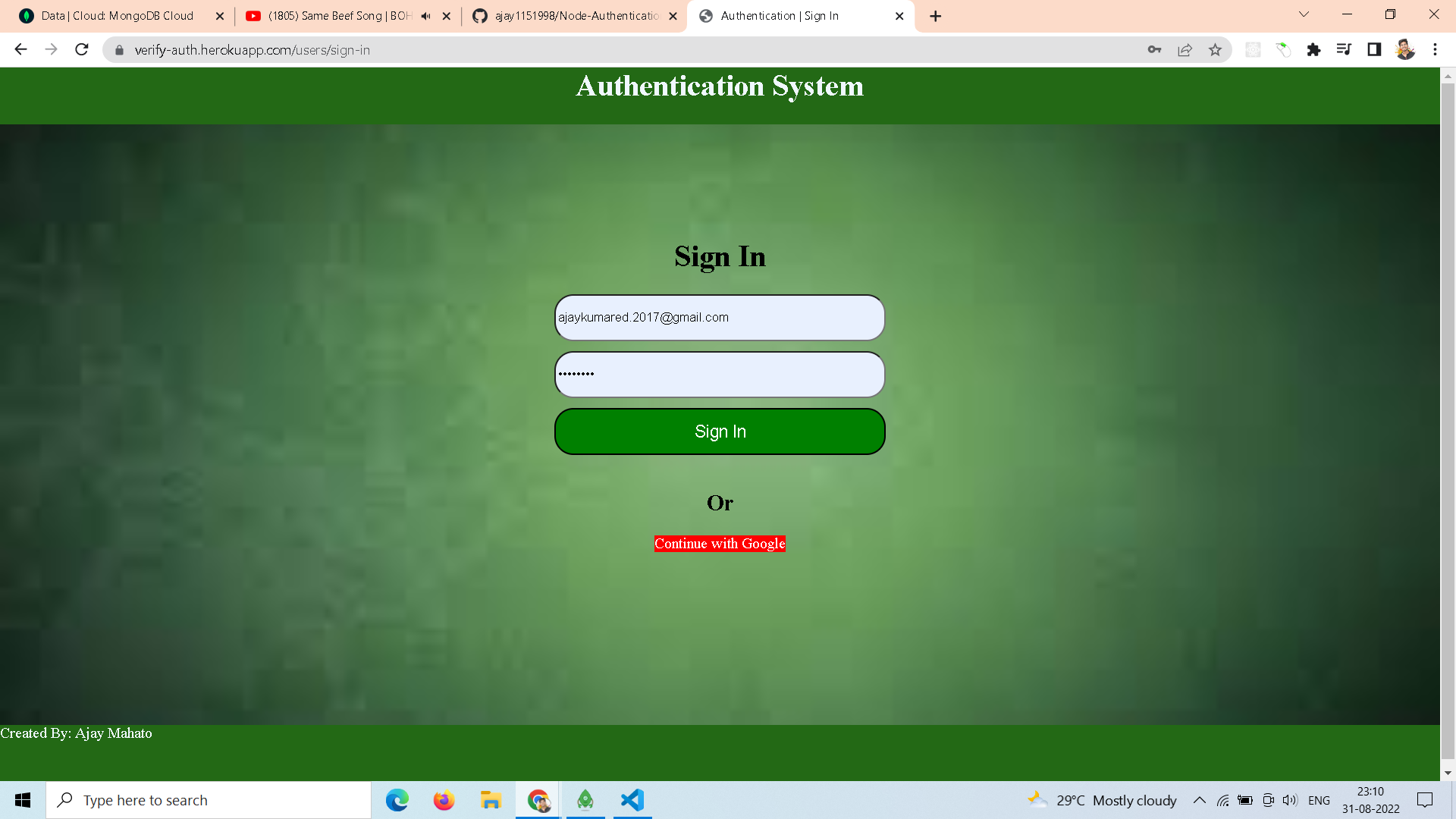 GitHub - ajay1151998/Node-Authentication-System: verify-auth-system