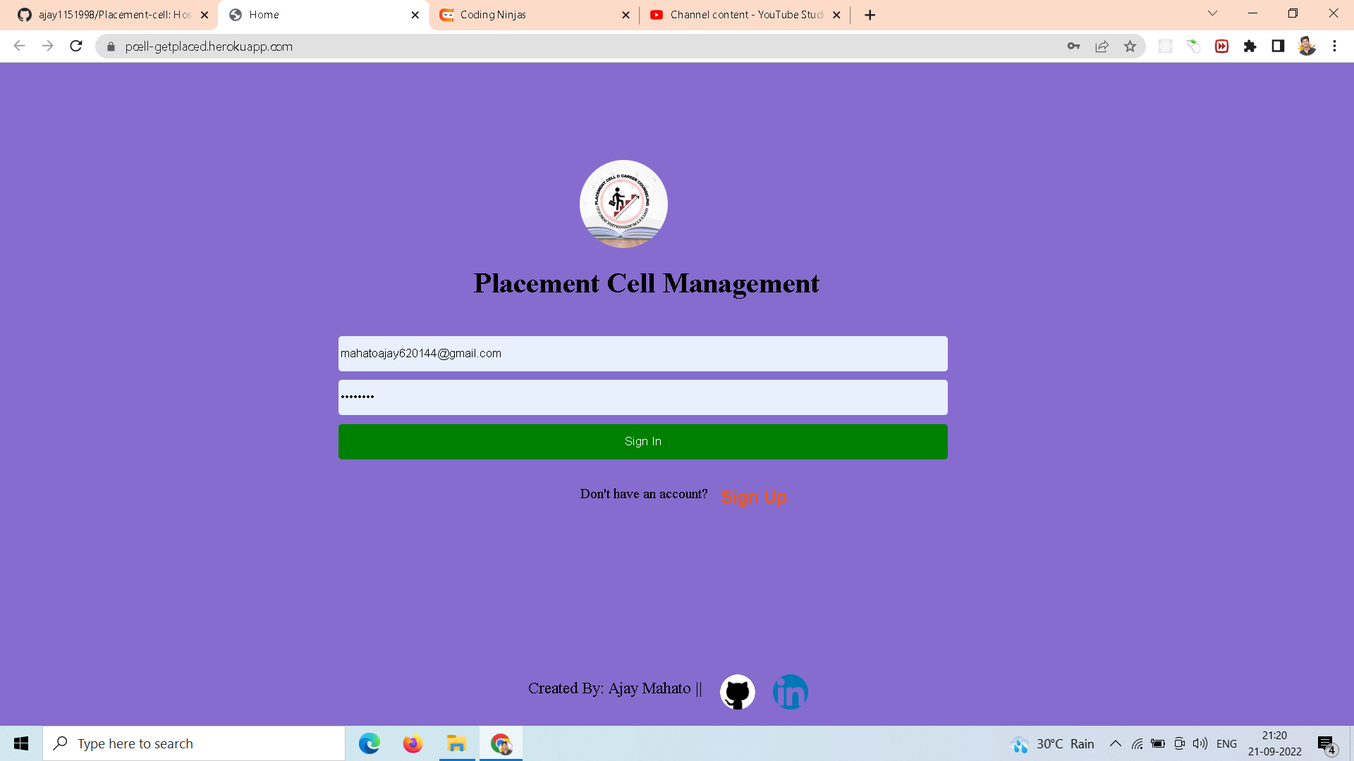 GitHub - ajay1151998/Placement-cell: Hosted Url