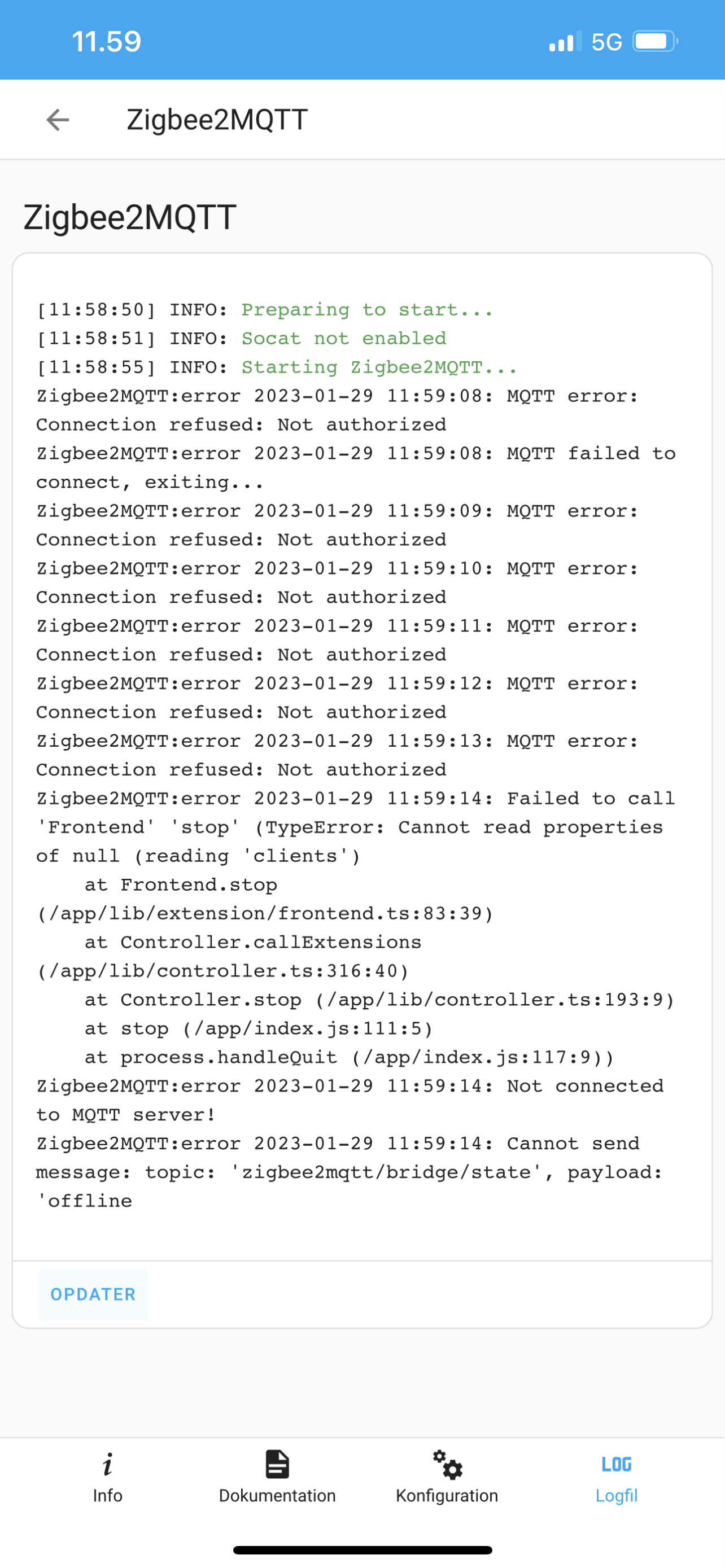 Stoppes working after Update Operation system to 9.5 · Issue #451 · zigbee2mqtt/hassio ...