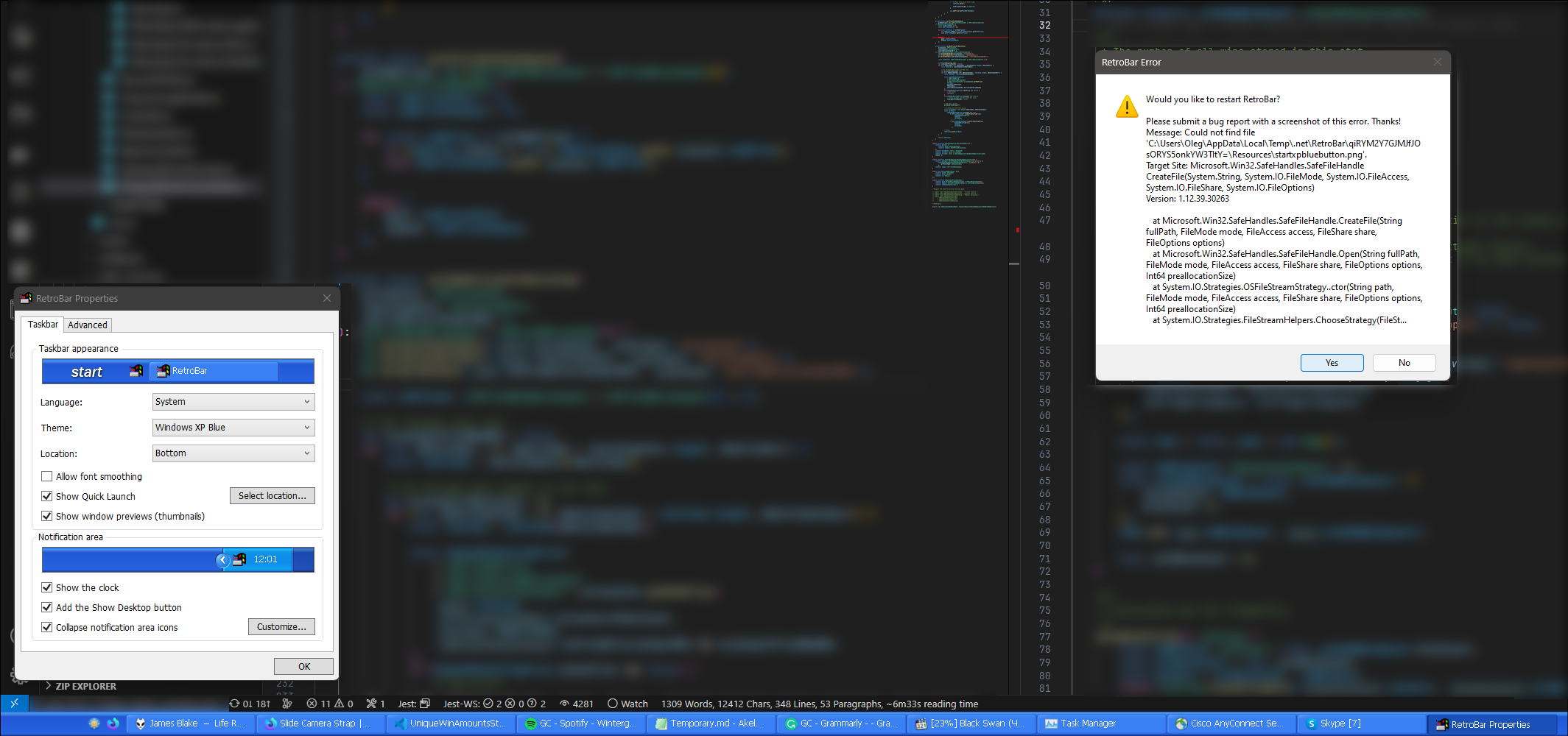 Often during changing theme: Exception - Width and Height must be non-negative… · Issue #661 ...
