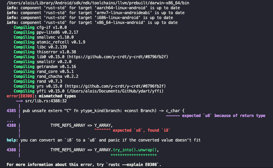 FFI Build for Android : expected `u8`, found `i8` · Issue #246 · y-crdt ...