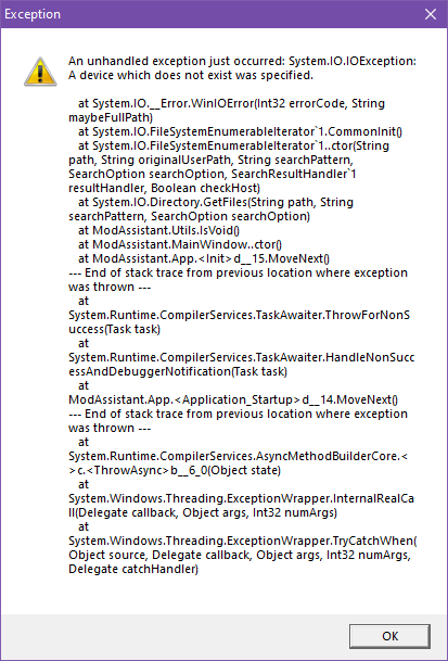 ModAssistant exception System.IO.IOException · Issue #288 · bsmg/ModAssistant · GitHub