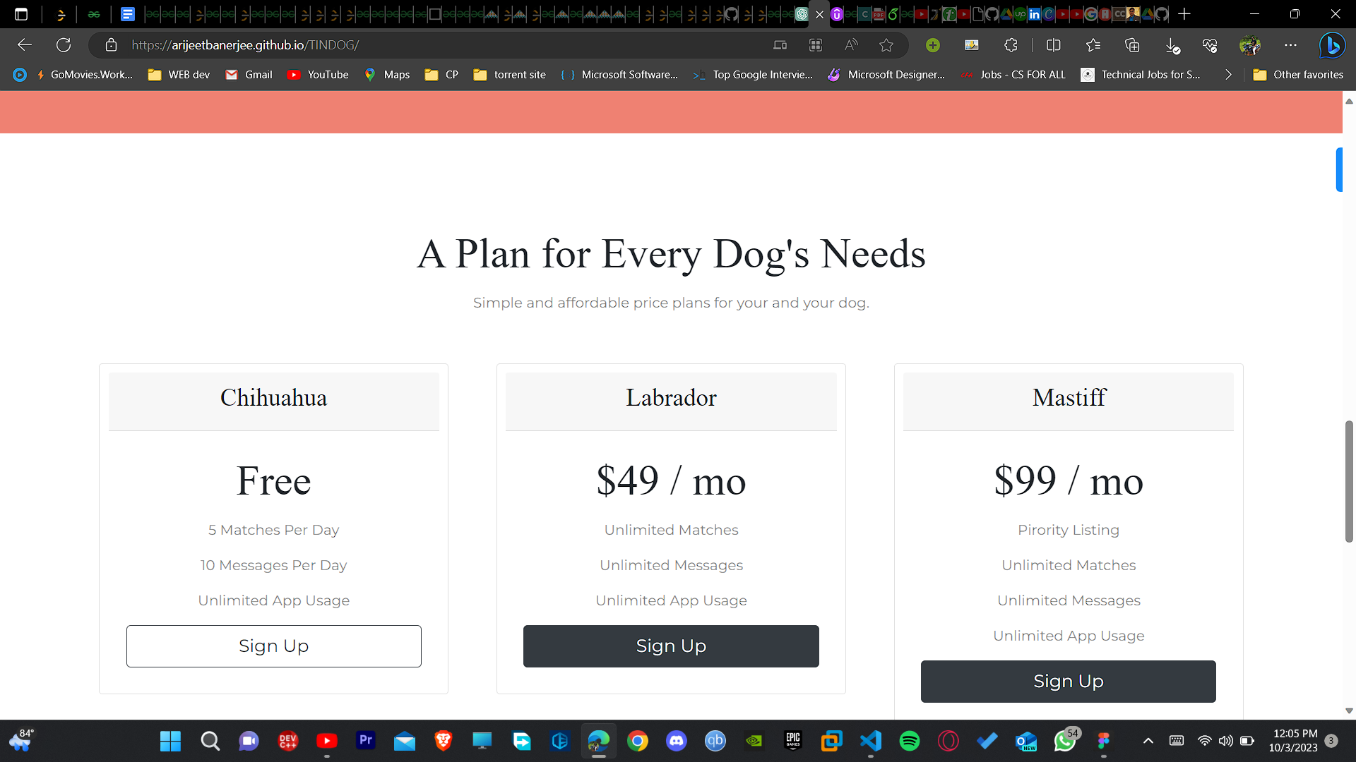 GitHub - ArijeetBanerjee/TINDOG: Made a commercial webpage using HTML,CSS,
