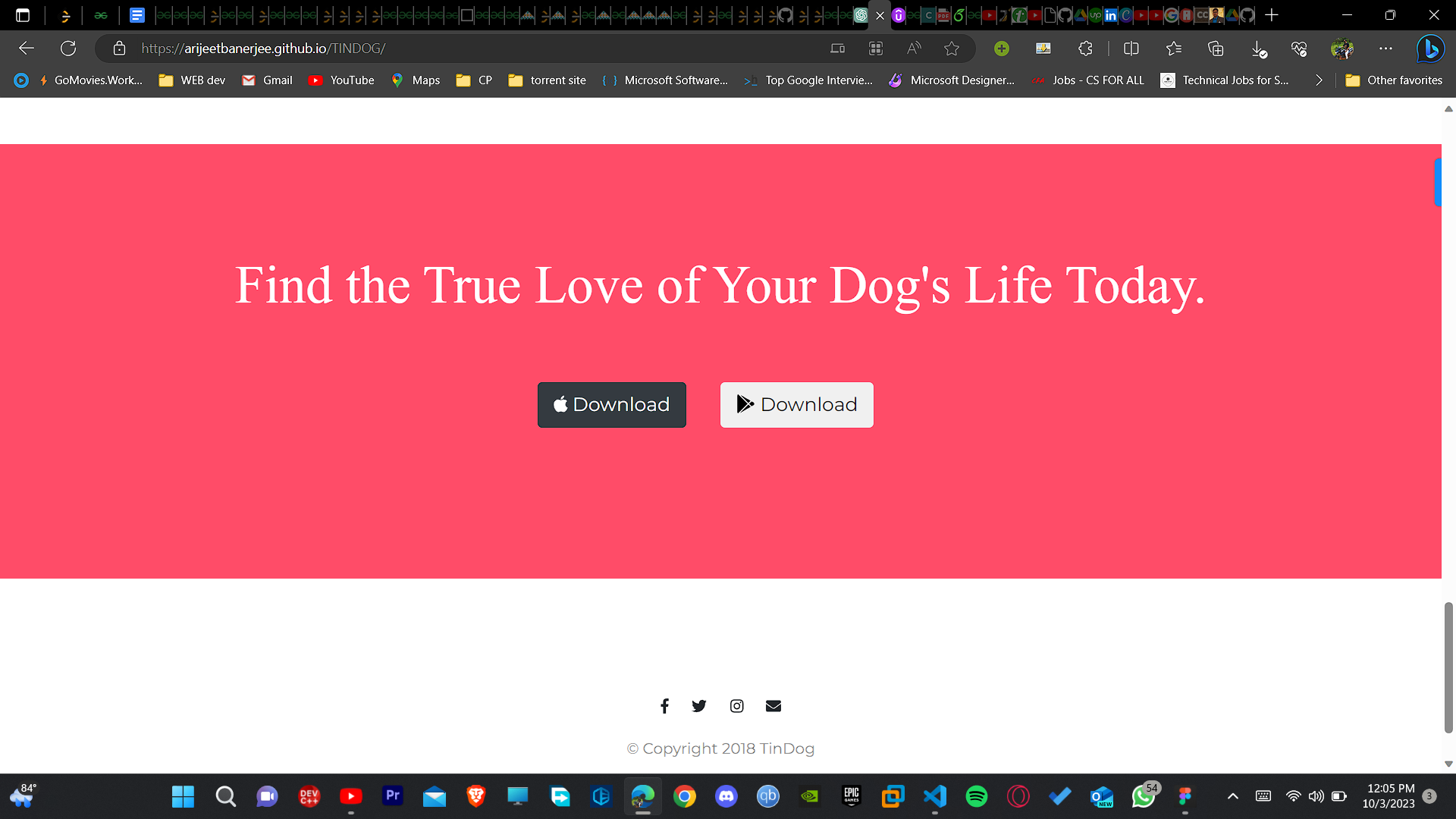 GitHub - ArijeetBanerjee/TINDOG: Made a commercial webpage using HTML,CSS,