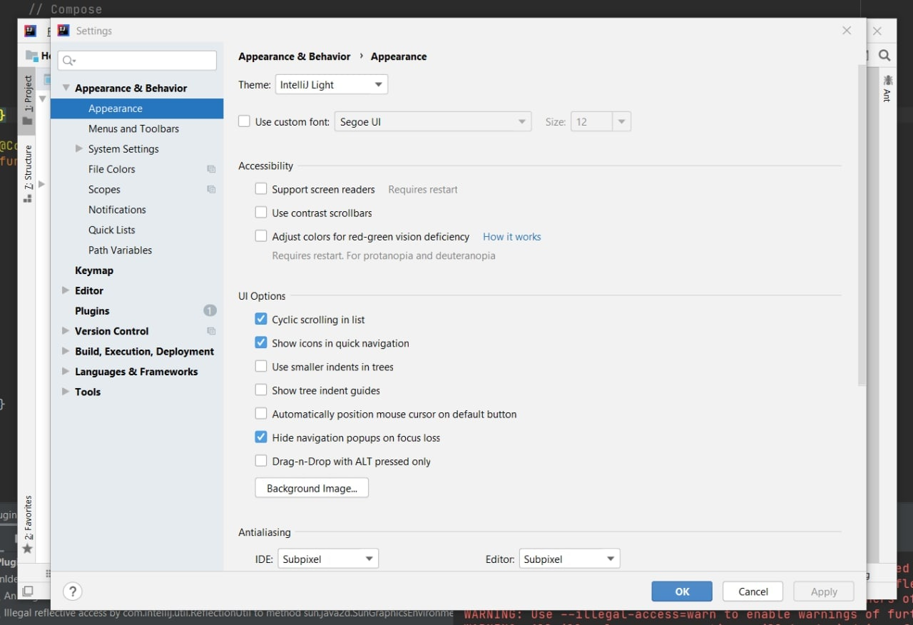 LAF of Intellij Idea gets modified due to ComposePanel usage · Issue #258 · JetBrains/compose ...