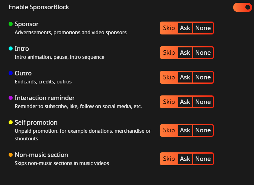Not have all sponsor block categories · Issue #698 · ViewTube/viewtube ...