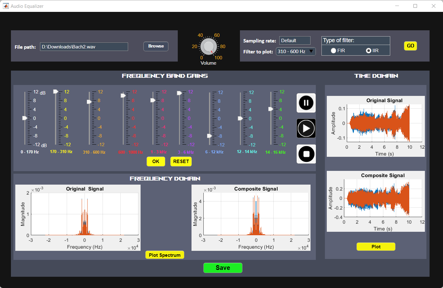 GitHub - ranabarakat/audio-equalizer: Audio equalizer implementation using MATLAB app designer