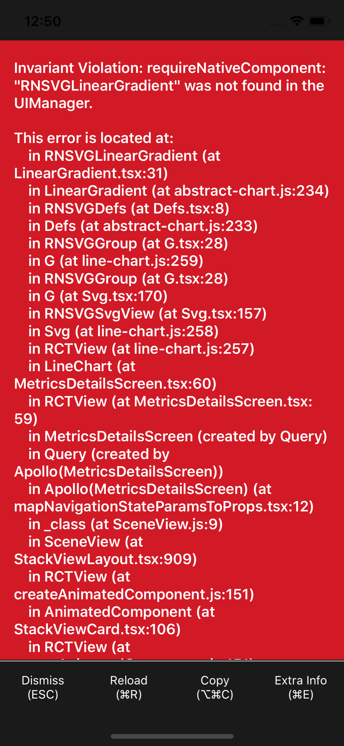 Invariant Violation: requireNativeComponent: "SNSVGLinearGradient" was not found in the ...