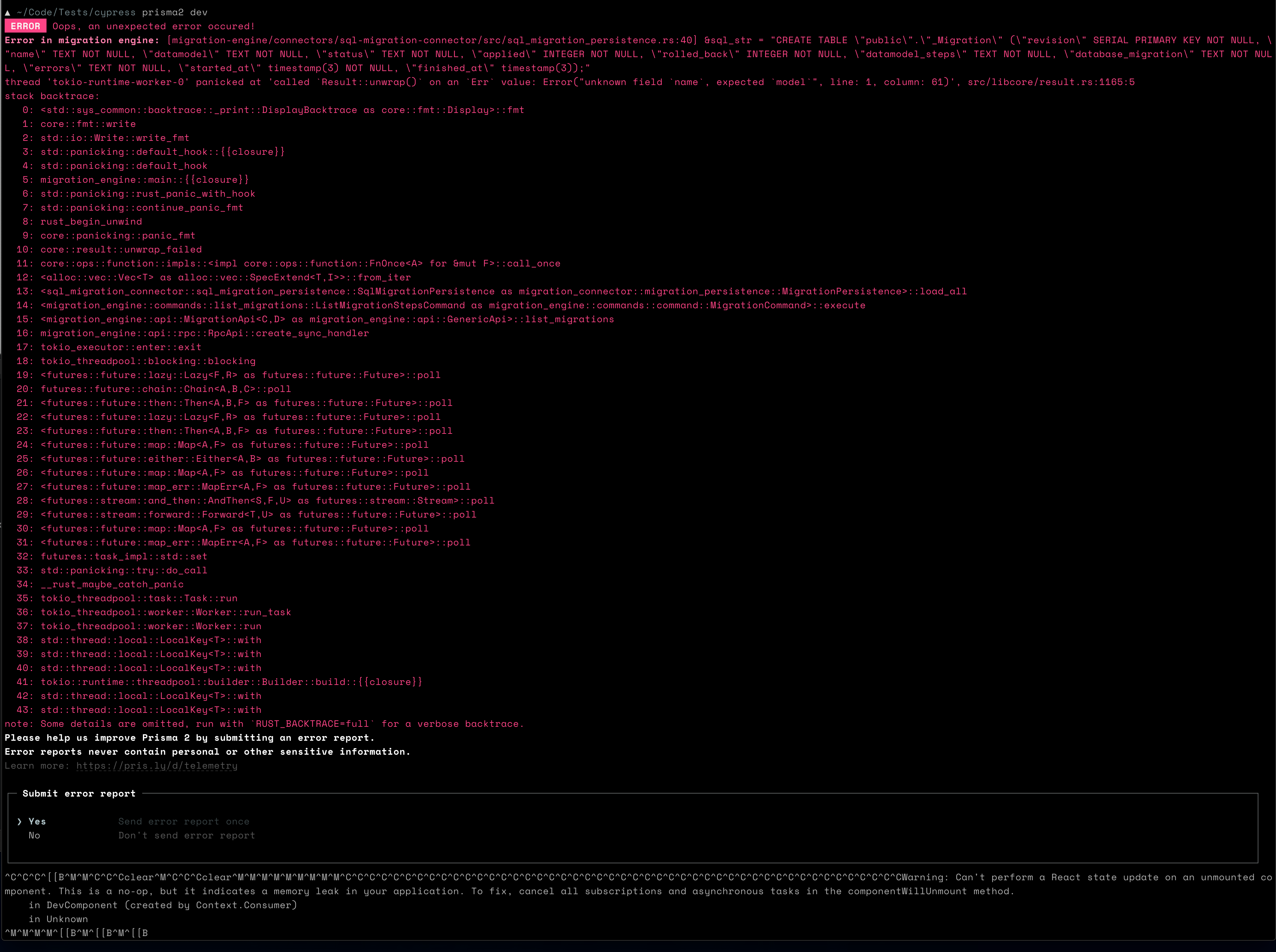 Unable To Exit `prisma2 Dev` Process When An Error Occurs · Issue 871 · Prismaprisma · Github