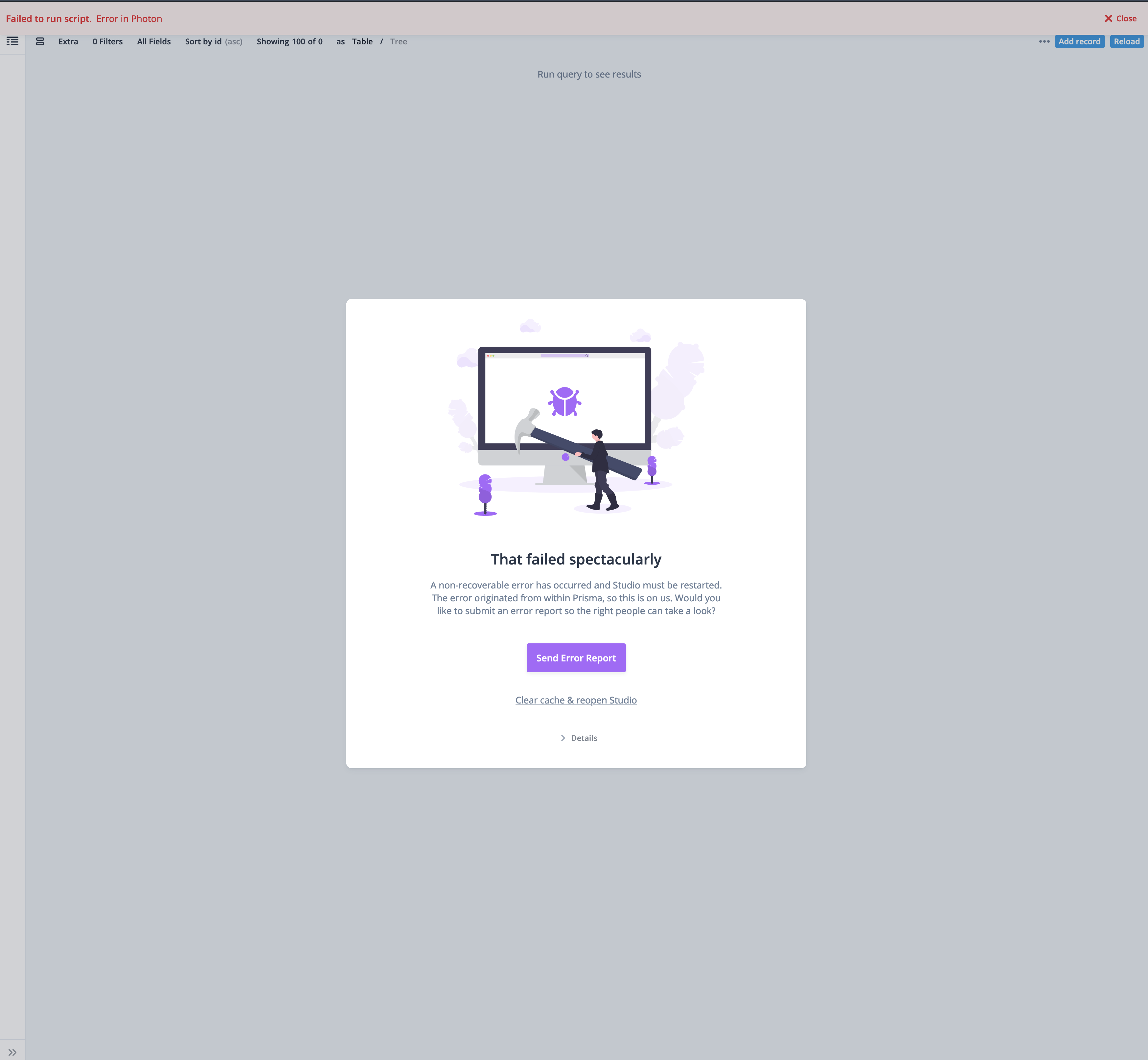 Report Photon errors to Error Reporting Backend · Issue #305 · prisma/studio · GitHub