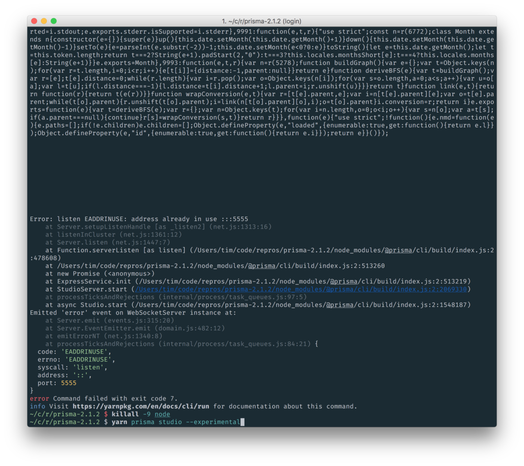 Better error handling when Studio’s requested port is already in use · Issue #431 · prisma ...