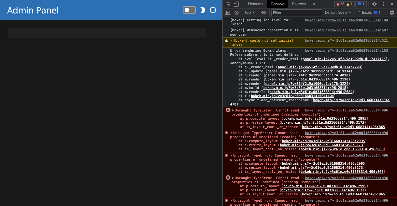 Panel --admin menu blank · Issue #4019 · holoviz/panel · GitHub