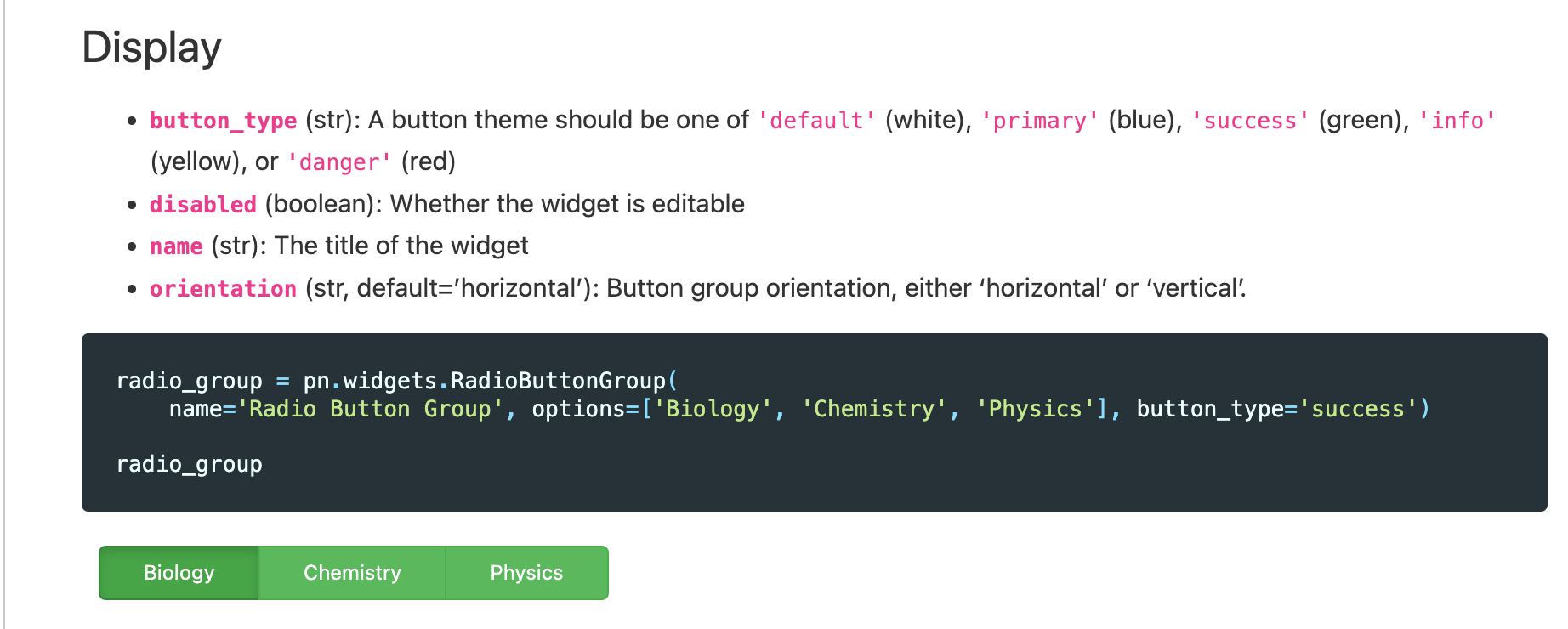 RadioButtonGroup has no name? · Issue #4172 · holoviz/panel · GitHub