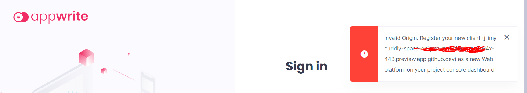 馃悰 Bug Report Invalid Origin Register Your New Client 路 Issue 4815 路 Appwrite Appwrite 路 Github