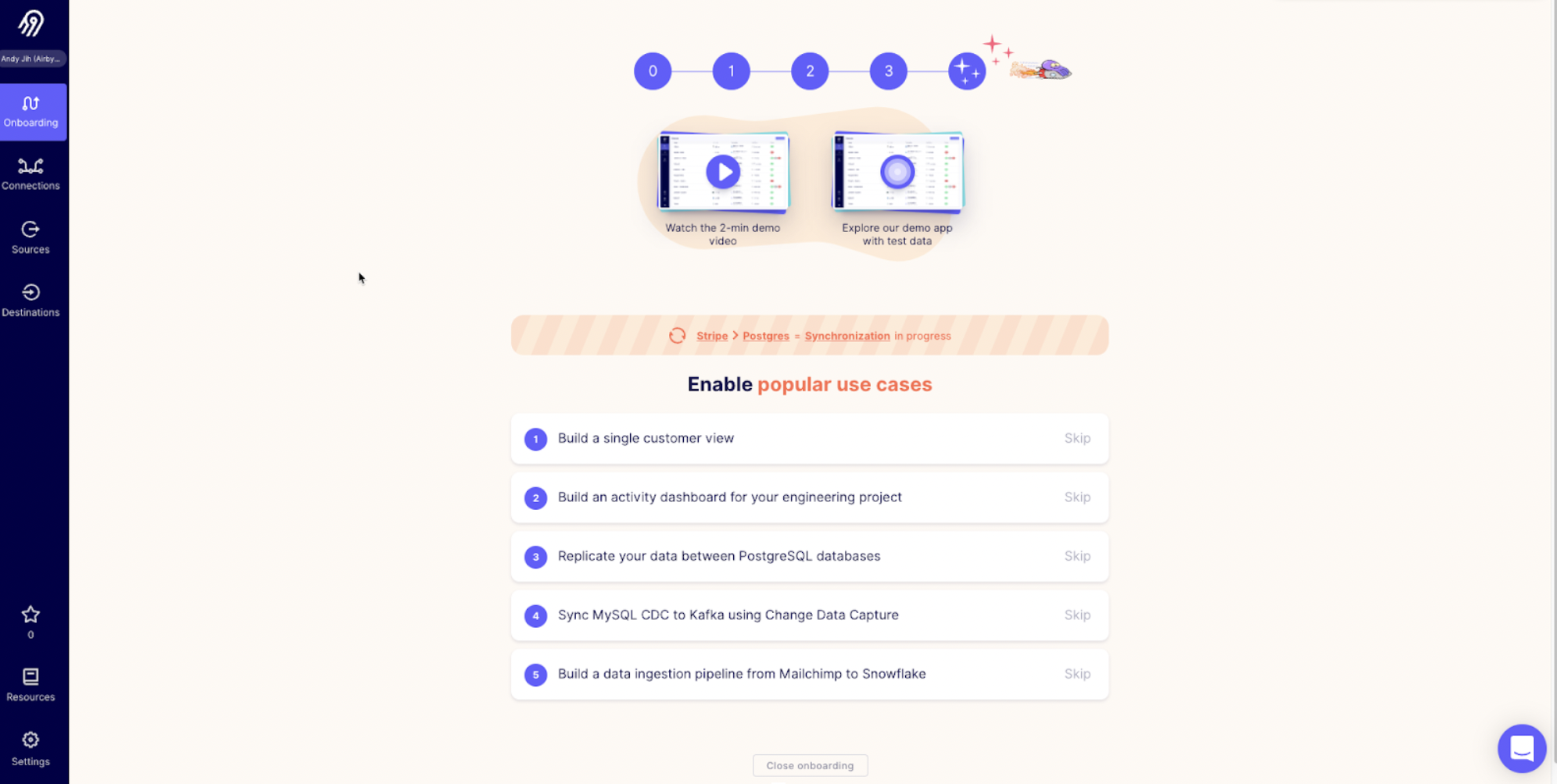 [cloud Onboarding Ui] Share Popular Use Cases Earlier In Onboarding · Issue 16509 · Airbytehq