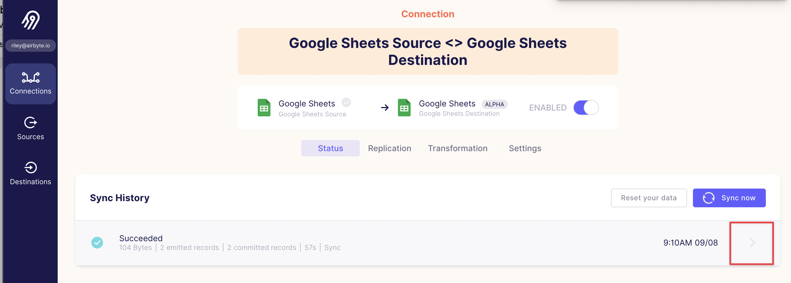 Make Connection Activity Log more obvious to find · Issue #16510 · airbytehq/airbyte · GitHub