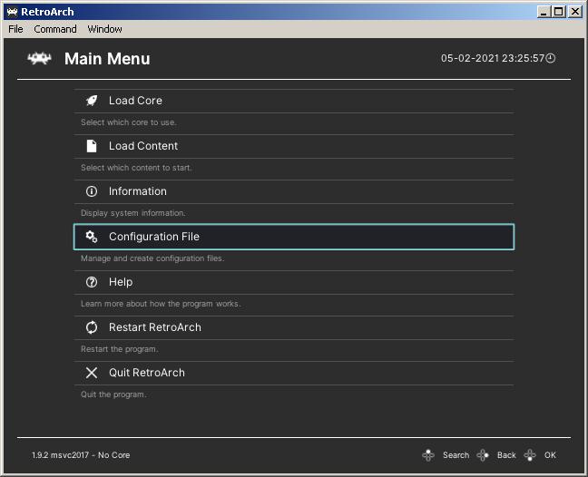 Load Configuration File, side-menu gone · Issue #12352 · libretro/RetroArch · GitHub