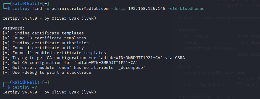 AttributeError: module 'enum' has no attribute '_decompose' · Issue #134 · ly4k/Certipy · GitHub