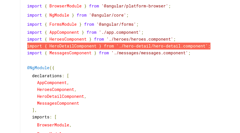 Wrong import in the app.module.ts file. [Tour of Heroes] · Issue #41160 ...