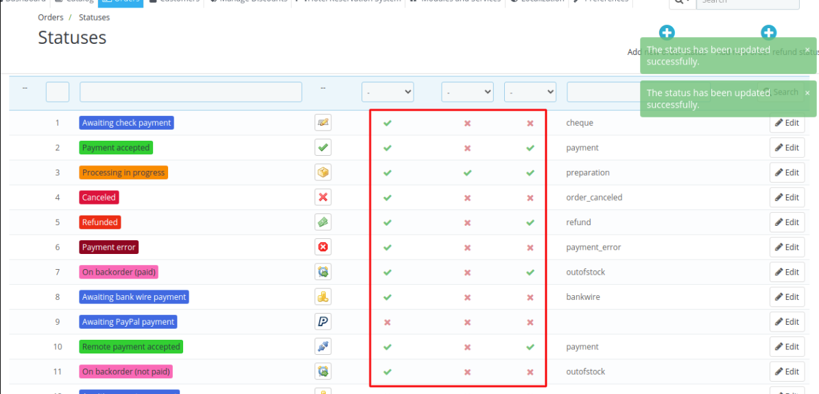 Unable To Change Status Option From Status Listing Page Issue 164