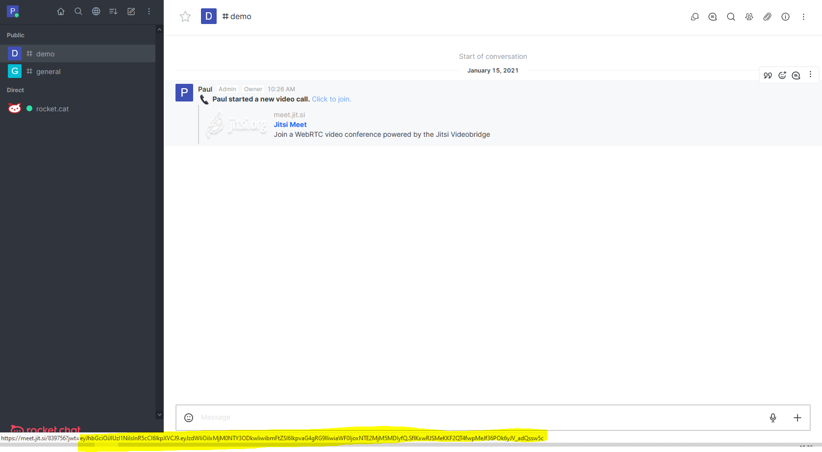 jwt authentication dosn't work · Issue #5 · RocketChat/Apps.Jitsi · GitHub