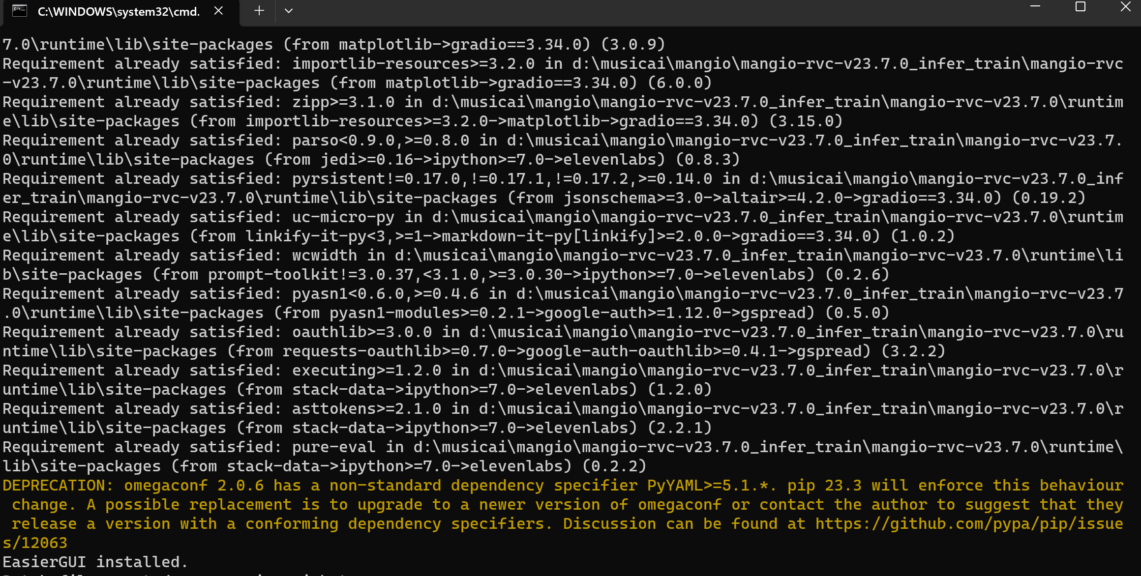 cant get easygui to work · Issue #110 · Mangio621/Mangio-RVC-Fork · GitHub
