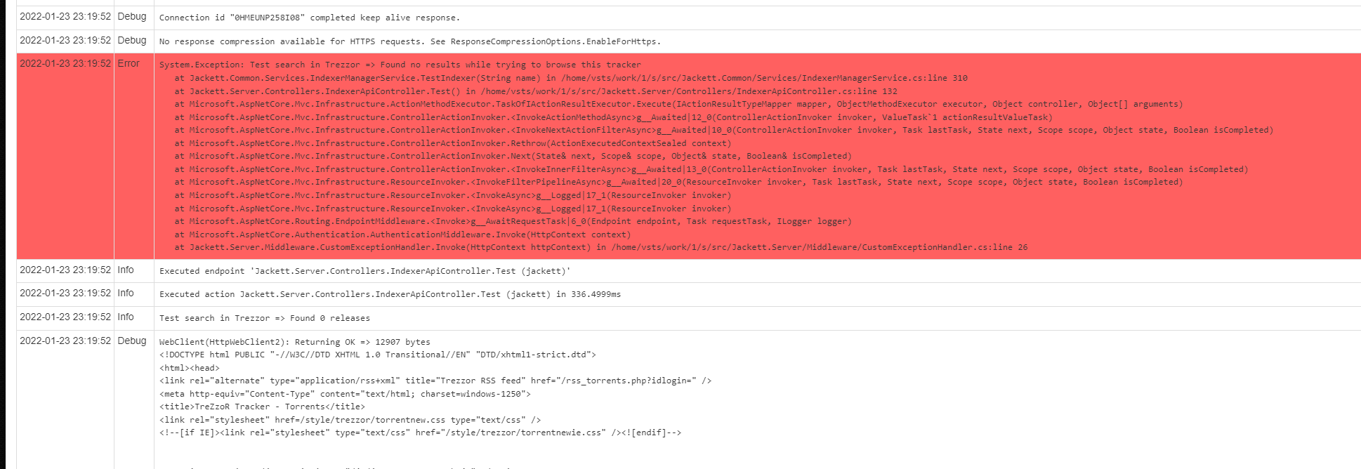 [trezzor] Test search in Trezzor => Found no results while trying to ...