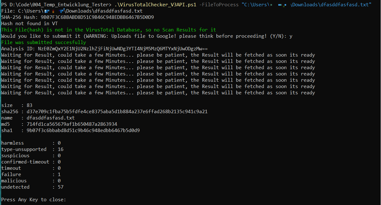 Github Itsekcheckonvirustotal Small Script Which Checks The File Hash Andor File On
