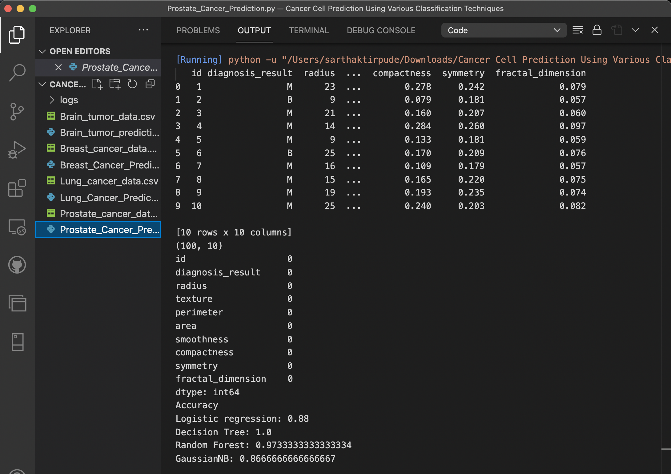 GitHub - sarthak-tirpude/Cancer-Prediction-Using-Various-Classification-Techniques