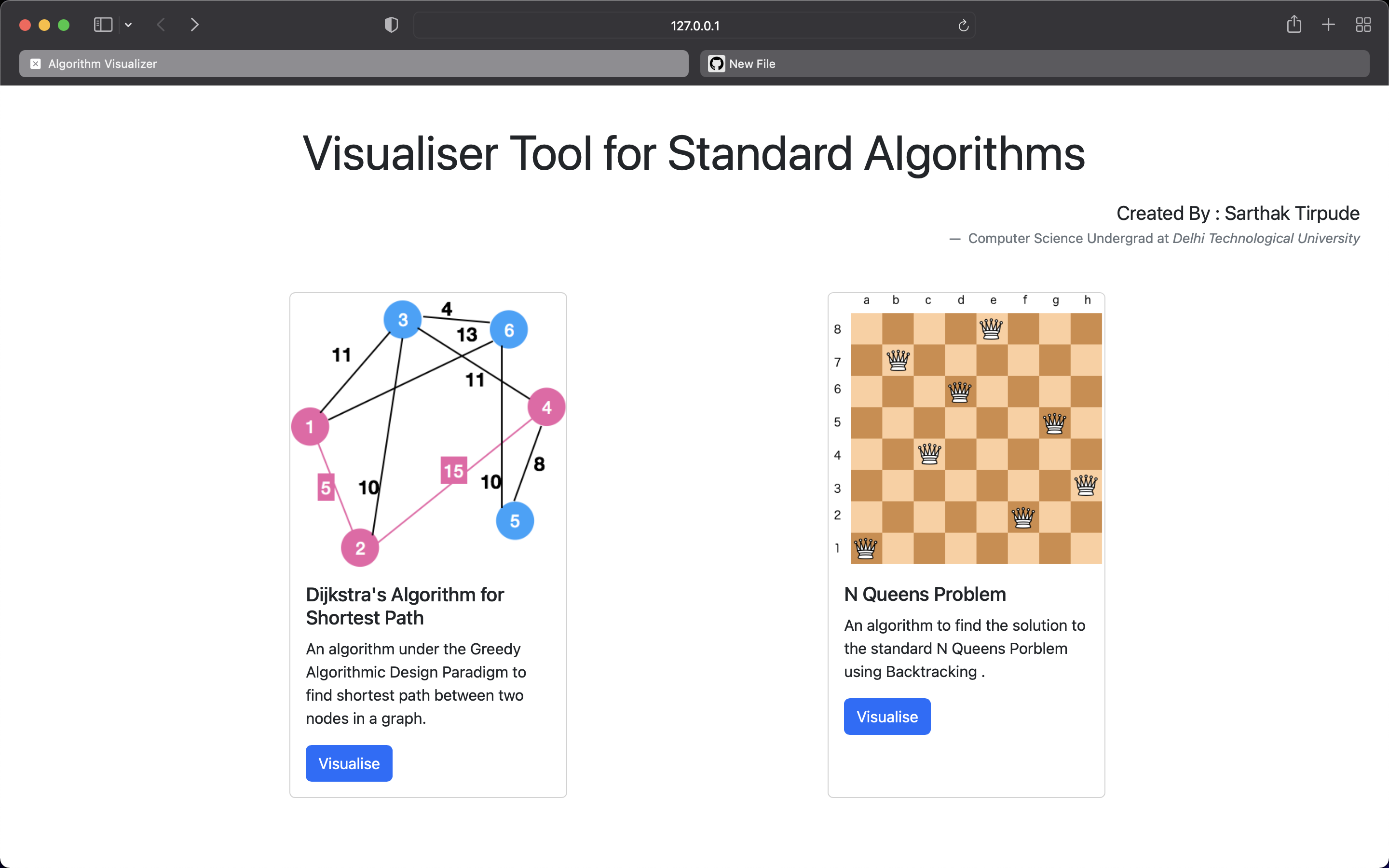 GitHub - sarthak-tirpude/AlgorithmVisualiser