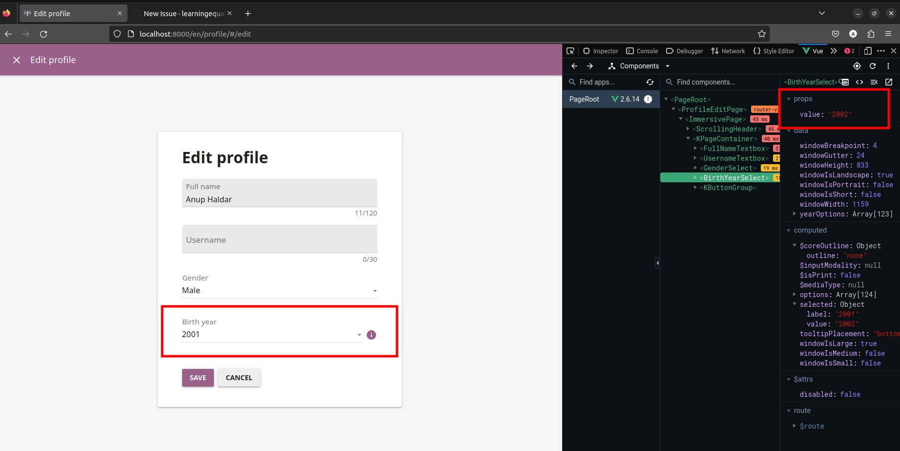 Profile edit page shows incorrect label for birth year · Issue #11292 ...