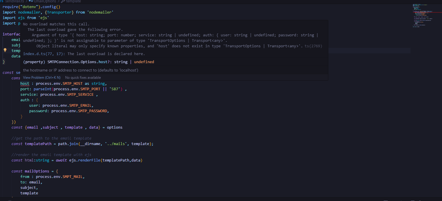 Nodemailer SMTP host throws error · Issue #67197 · DefinitelyTyped/DefinitelyTyped · GitHub