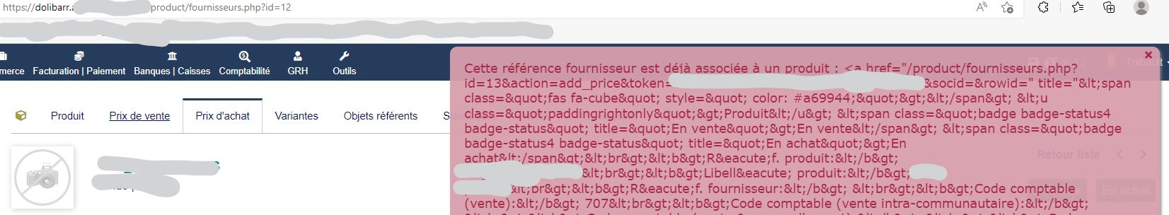 Product - The link in an error message is badly formatted · Issue #22952 · Dolibarr/dolibarr ...