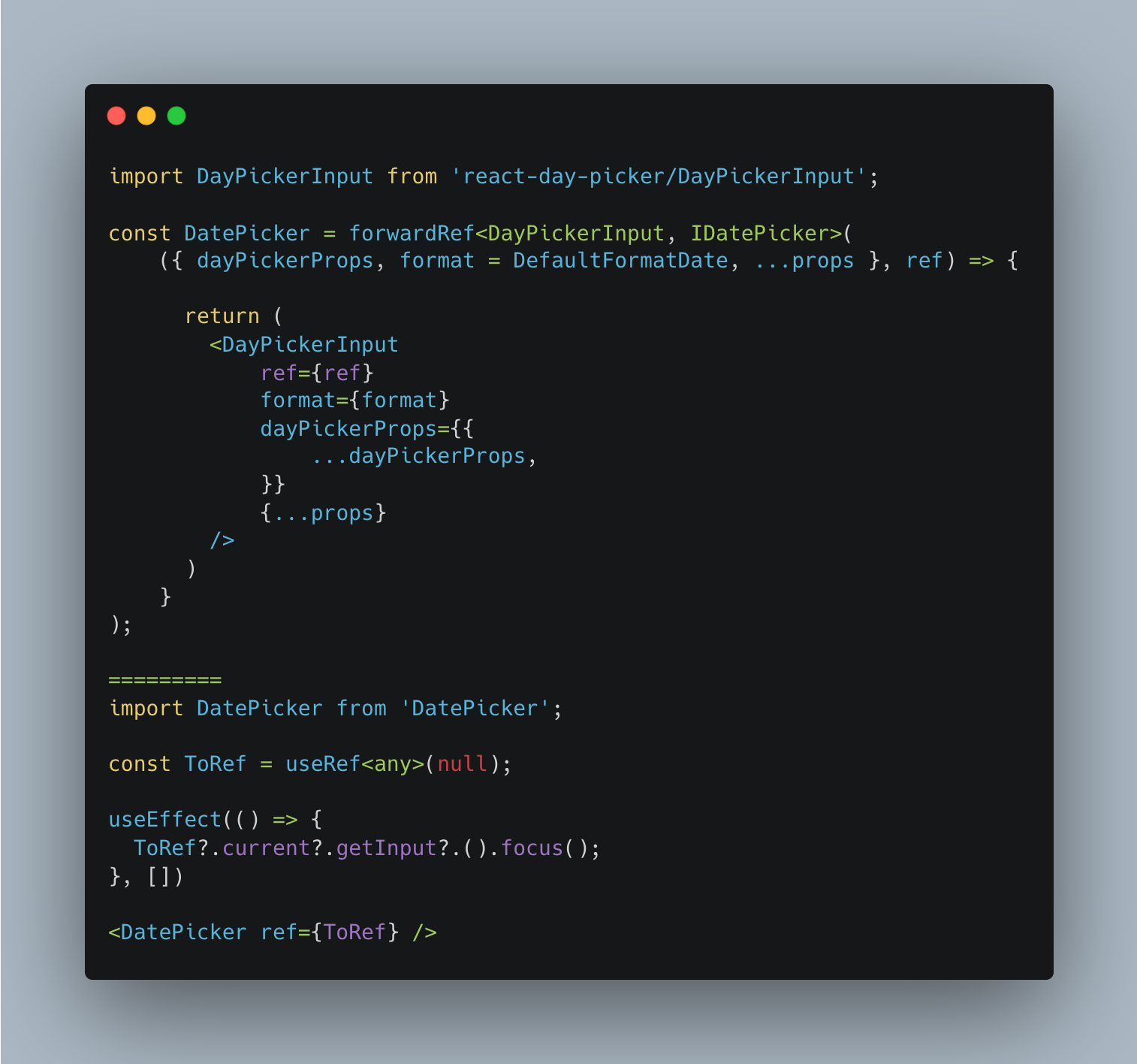 How Using ForwardRef In Functional Component For DayPickerInput In 