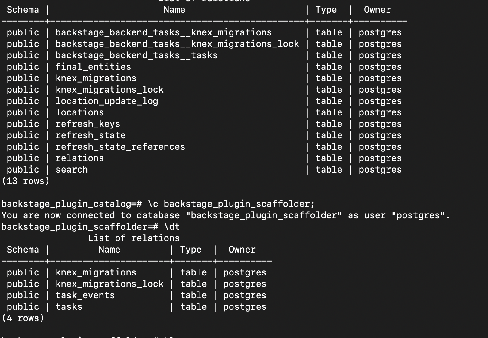 Knex+Backstage: Add support for 1 database/schema due to production ...