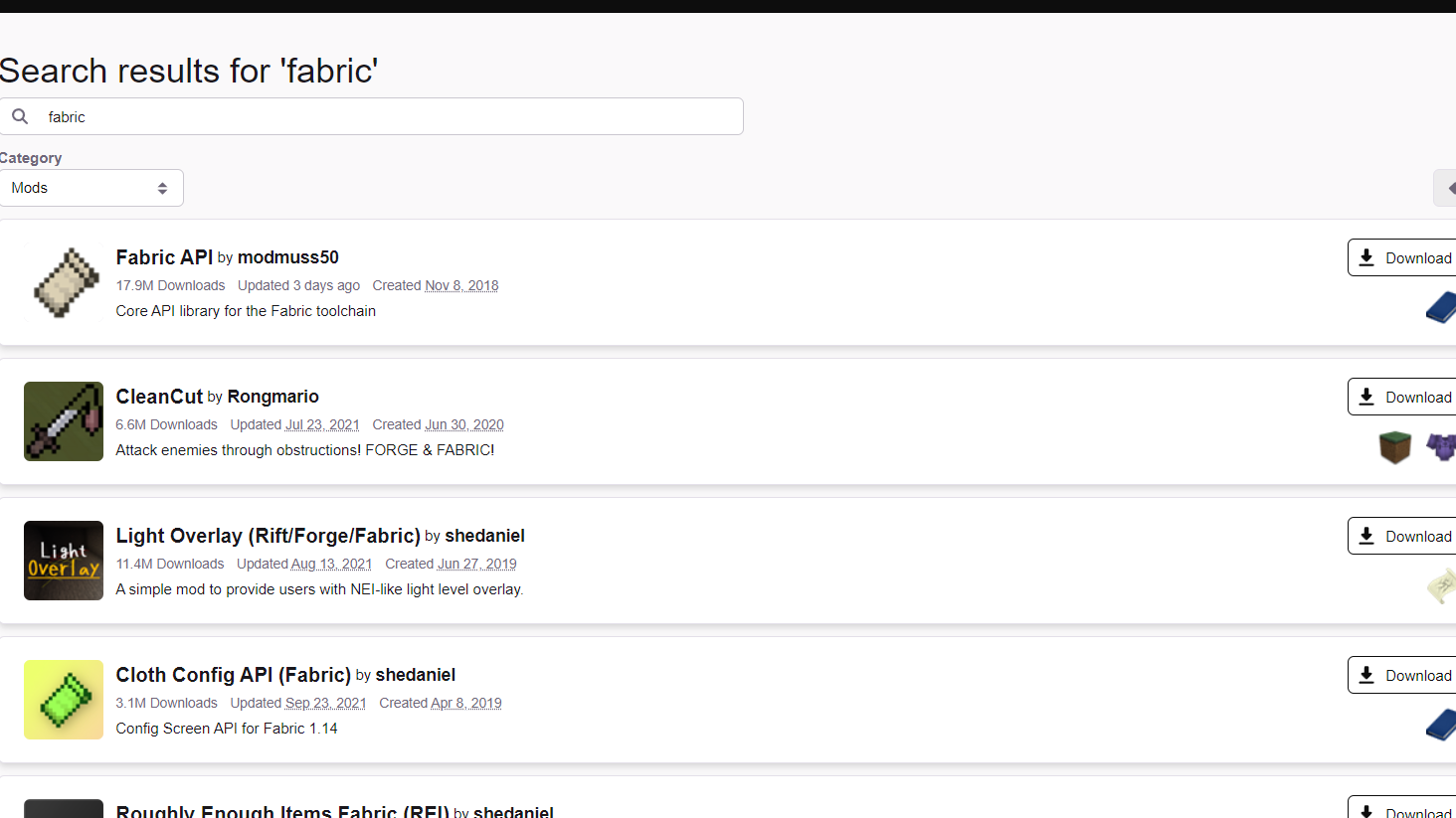 Adding No. of downloads, Last Updated, Author Name on the preview of the mods while searching ...
