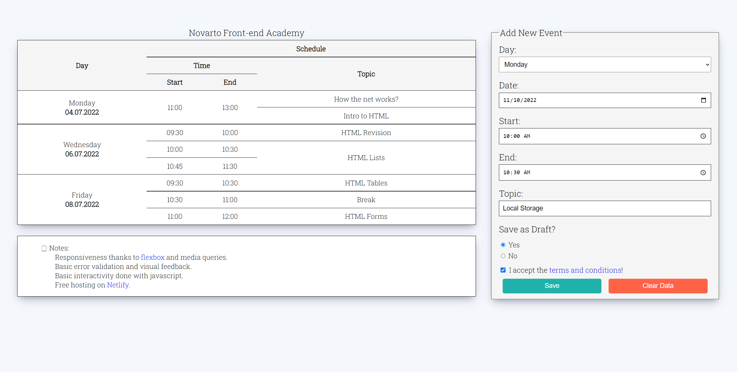 Github Donev Stanevent Scheduler Basic Event Scheduler Done By Using Pure Html Css And A Bit