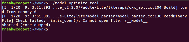 ./model_optimize_tool 2.20 没有出现帮助信息 · Issue #2789 · PaddlePaddle/Paddle-Lite · GitHub