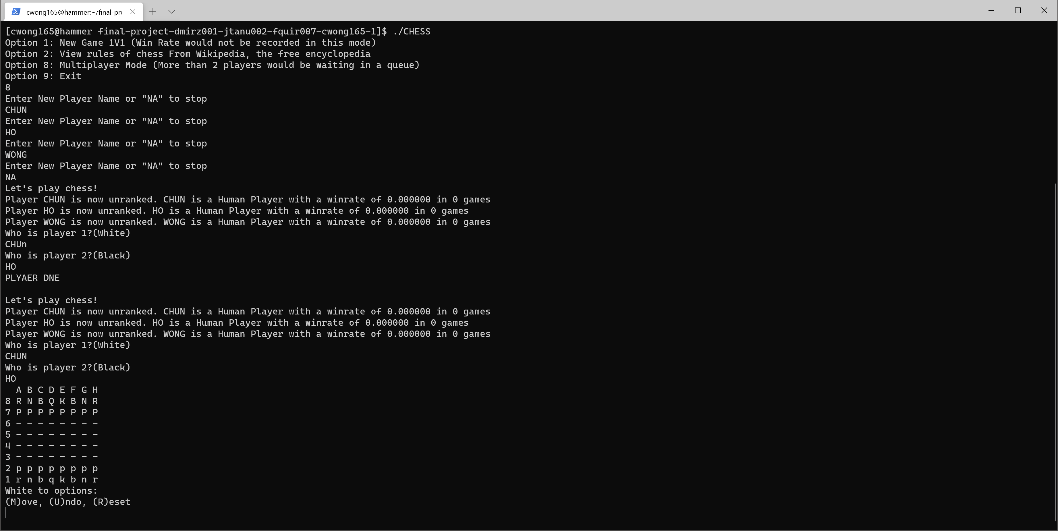 GitHub - cwong165/Chess-Game: A Mirror Copy of Final Project (CS100)