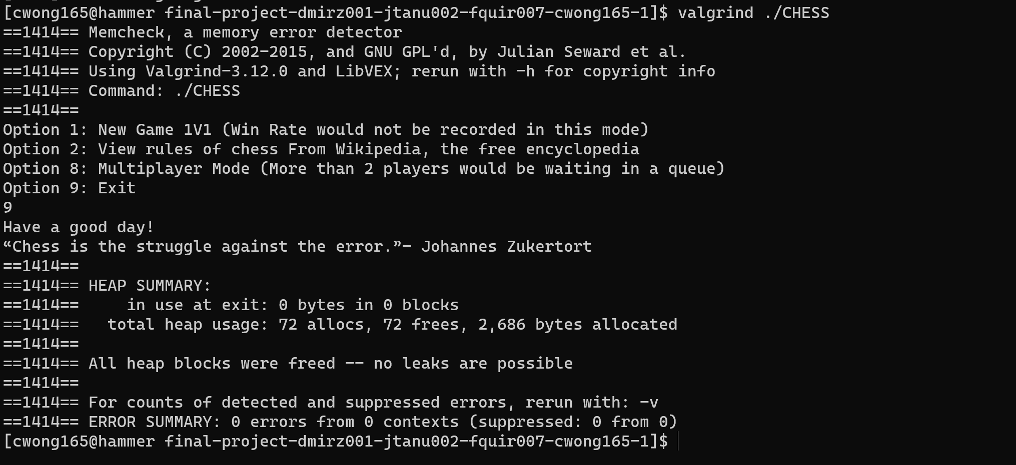 GitHub - cwong165/Chess-Game: A Mirror Copy of Final Project (CS100)