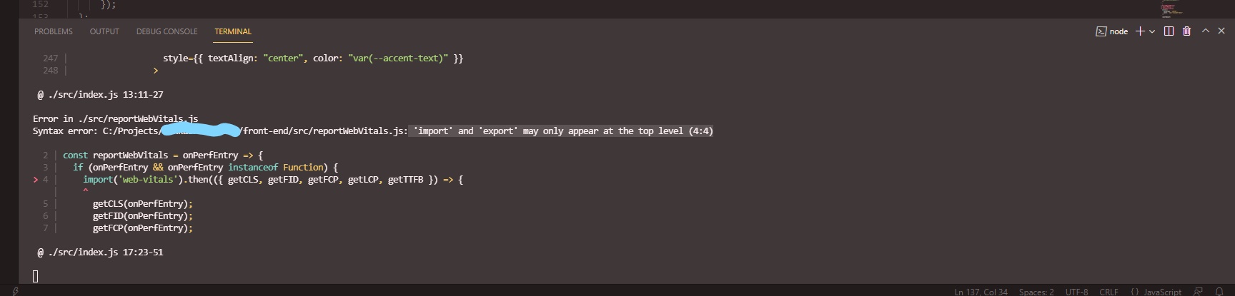 'import' and 'export' may only appear at the top level (4:4) · Issue #24 · HashLips/hashlips_nft ...